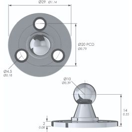 Stainless Steel 316 10mm Circular Bracket with 20mm Fixing Centres ...